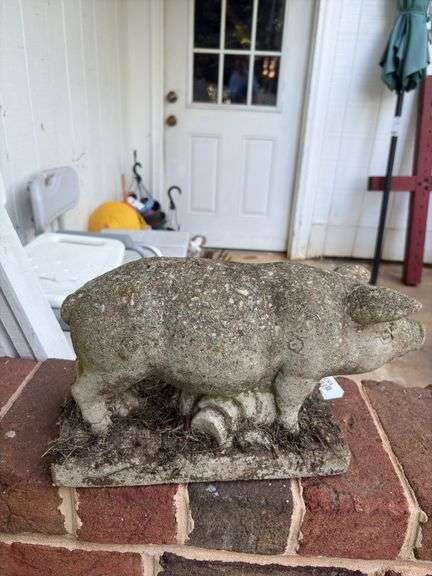 Cement hog garden figure - Hurley Real Estate & Auctions