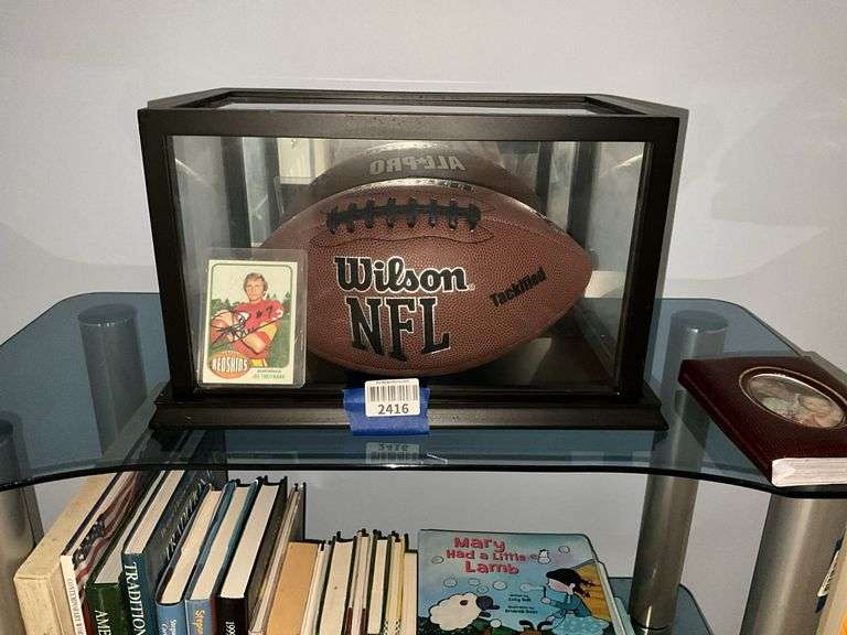 Joe Theisman Redskins signed football card, and Wilson NFL football in ...