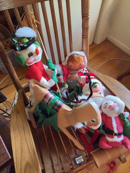 Annalee Christmas figures including: Santa, deer, snowman, Santa pig ...