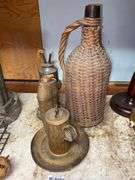 Tin fat lamp, pewter whale oil lamp, demi-john bottle - Hurley Real ...