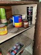 Cabinet and contents: paint, misc 25x20x37.5 - Hurley Real Estate & Auctions