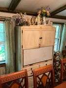 Cabinet and Contents to include cups, Christmas lights, thread ...