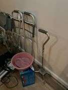 Health and handicap items: folding walker, commode chair, towel warmer ...