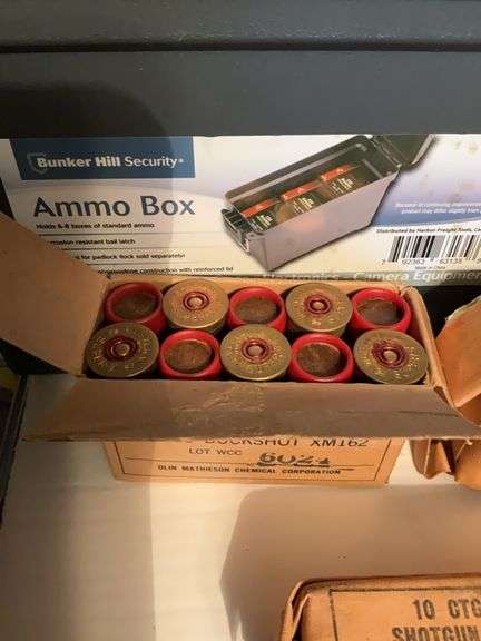 Three packages .12 gauge shotgun shells, and ammo box - Hurley Real ...