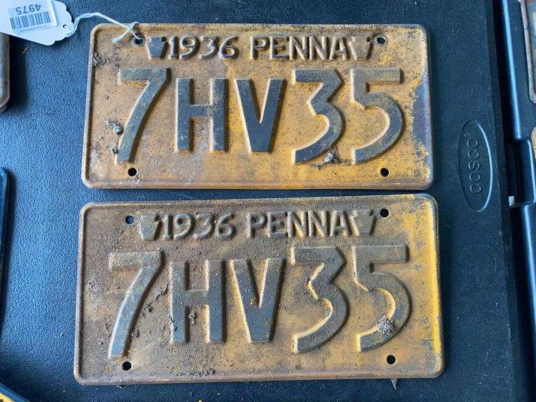 Two 1936 Pennsylvania License Plates - Hurley Real Estate & Auctions
