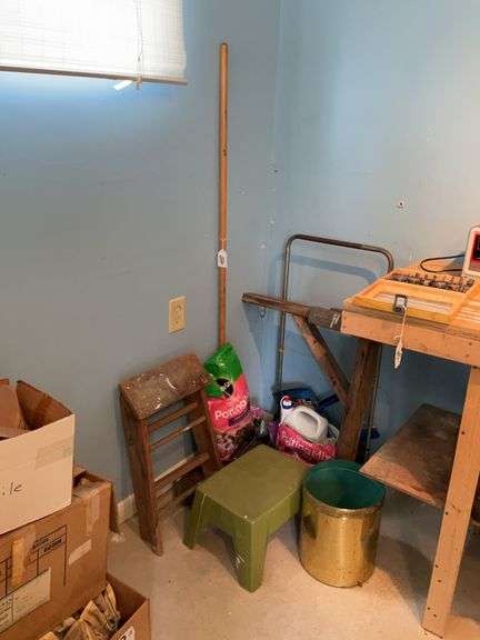 Lot to include potting soil, stool, waste can and more. - Hurley Real ...