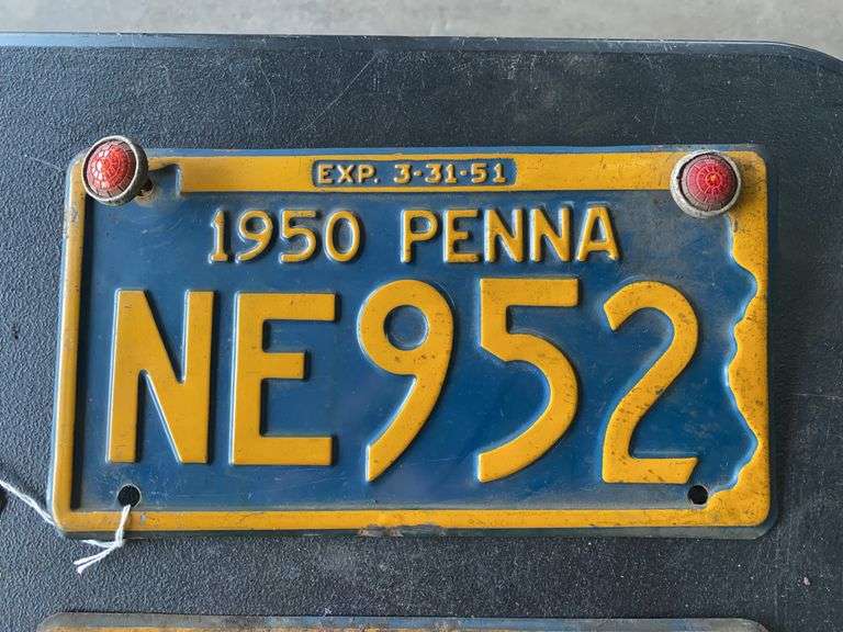 Two 1950 Pennsylvania License Plates - Hurley Real Estate & Auctions