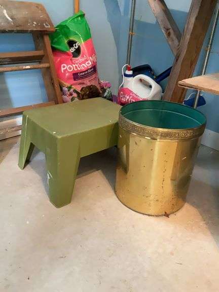 Lot to include potting soil, stool, waste can and more. - Hurley Real ...