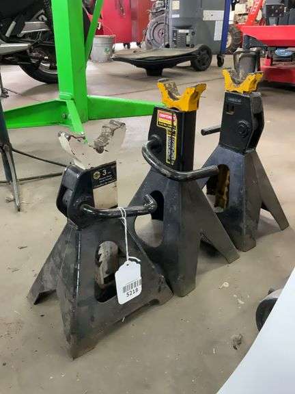 Two Craftsman 3 1/2 ton jack stands and one omega 3 ton jack stand ...