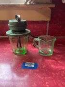 Green Depression Uranium glass beater jar w/ electric top, and ...