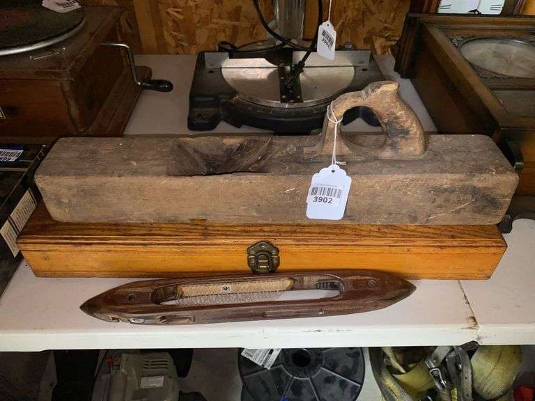 Wooden block plane, wooden shuttle, oak case - Hurley Real Estate ...