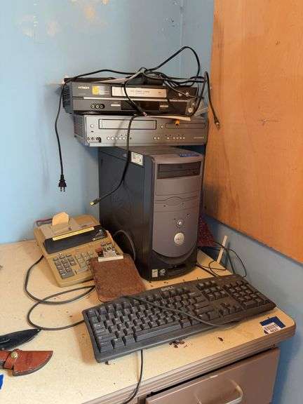 Metal office desk and computer equipment, electronics - knives not ...