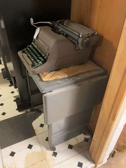 Vintage Royal manual typewriter and metal drop leaf typewriter stand ...