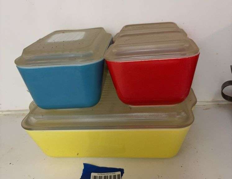 Vintage Pyrex Primary Colors refrigerator dishes set of four - Hurley ...