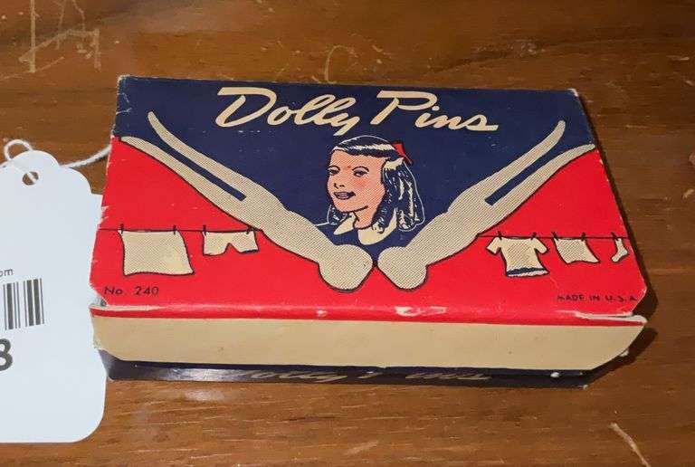Vintage DOLLY PINS toy wooden clothespins in original box - Hurley Real ...