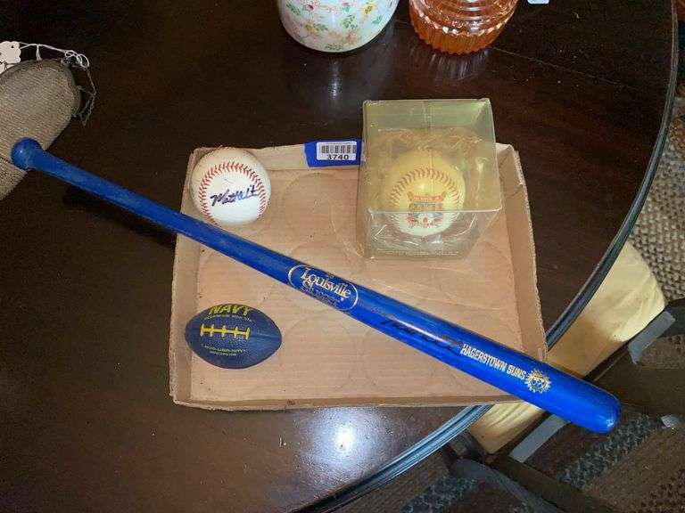 Cal Ripken Jr baseball, signed Hagerstown Suns bat, signed ball, Navy ...
