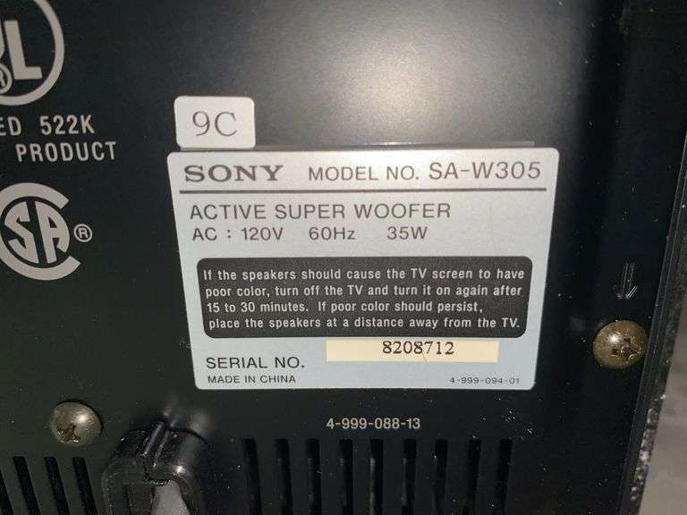 Sony SA-W305 sub woofer in box - Hurley Real Estate & Auctions