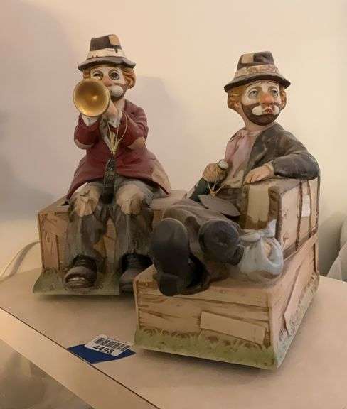 Two Melody in Motion bisque hobo figurine/music boxes - Hurley Real ...