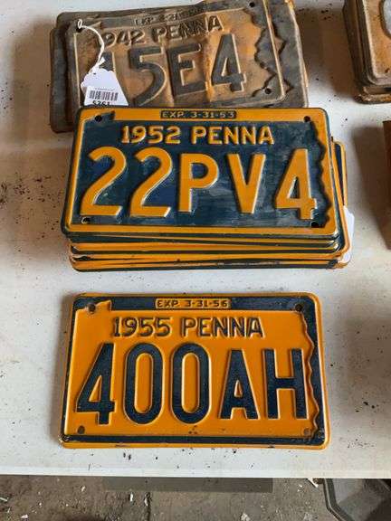1950s PA license plates lot - Hurley Real Estate & Auctions