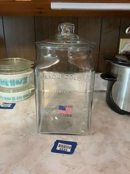 Isaac J Collins/ Patented 1905 glass countertop jar - Hurley Real ...