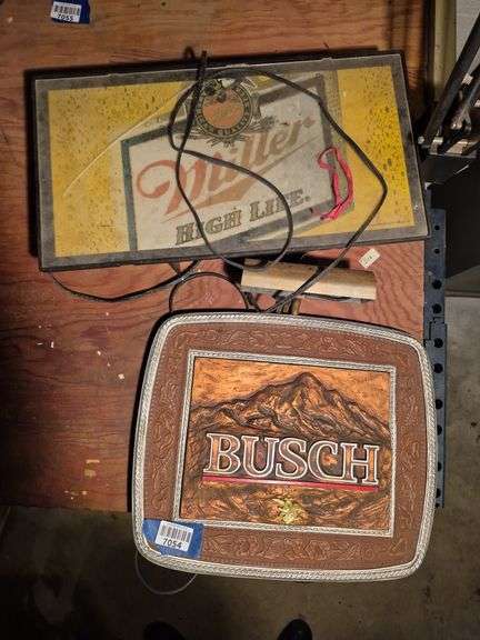 Two lighted beer advertising signs: Miller and Busch - Hurley Real ...