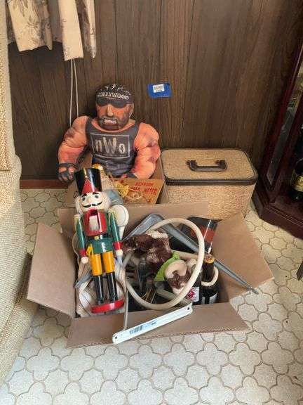 Hollywood Hogan doll, wooden nutcracker, Homer Simpson figure, make-up ...