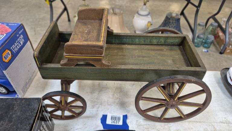 Wooden wheel wagon w/ seat - Hurley Real Estate & Auctions