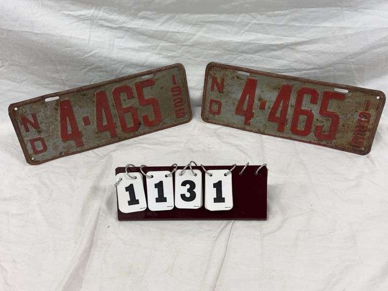 Pair of 1926 North Dakota License Plates - Integrity Auctioneers