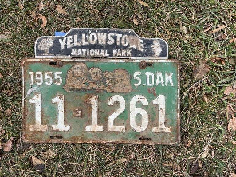 1954 & 1955 South Dakota License Plates with a Yellowstone National ...