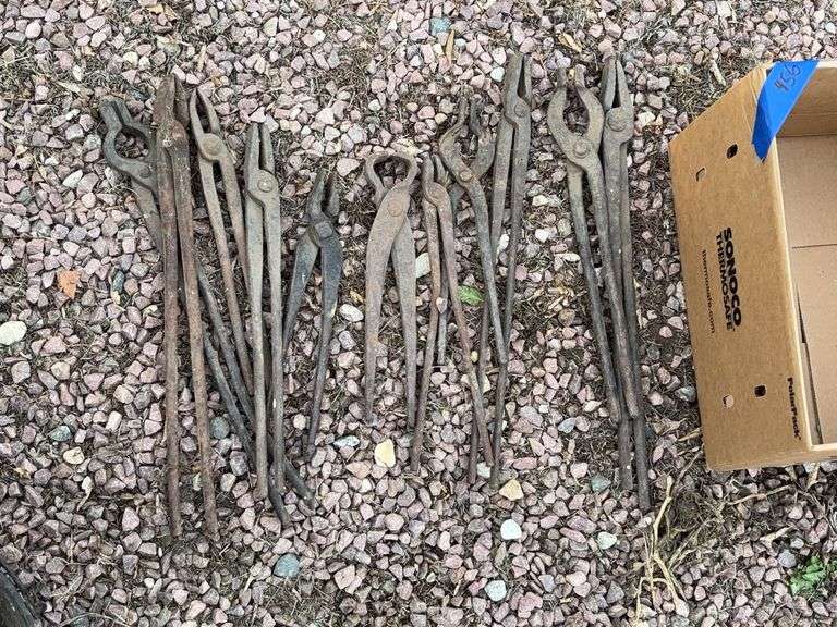 Group of Blacksmithing Tongs / Tools - Integrity Auctioneers