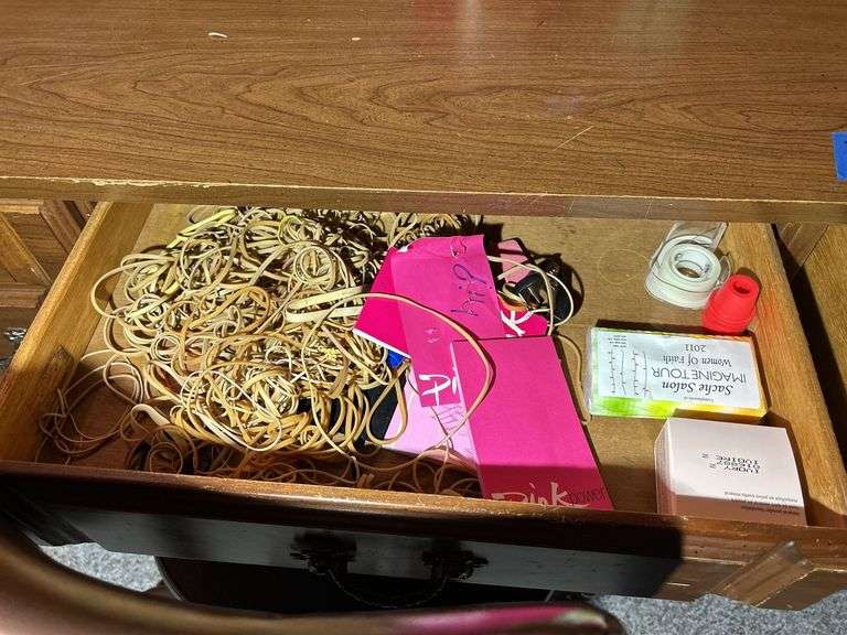 Desk & Contents of Drawer - Integrity Auctioneers