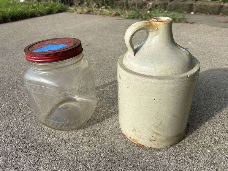 1 Gallon Crock Jug & Old Coffee Jar - Integrity Auctioneers