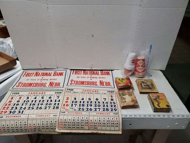 1949/1950 1ST NATIONAL NEBRASKA CALENDARS, VINTAGE BOOKS, COCA-COLA ...