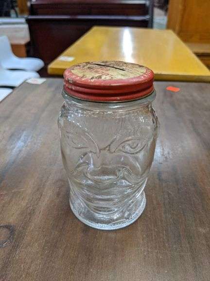 VINTAGE NASH'S GLASS LUCKY JOE JAR BANK (4-1/2-IN. TALL) - Isabell Auction