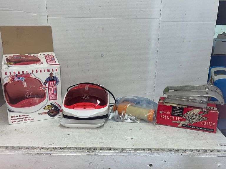 GEORGE FOREMAN COLORS GRILL, COOKIE SHOOTER, ANND A VINTAGE FRENCH FRY ...