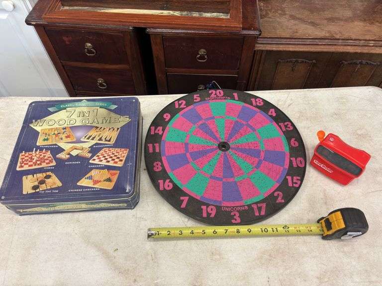 DARTBOARD (NO DARTS) 7 IN ONE WOOD GAMES (UNKNOWN) VIEW-MASTER ...