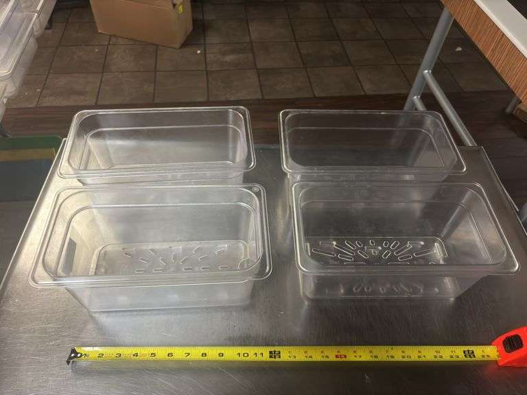 (4) 1/3 SIZE X 5.5D PLASTIC FOOD CONTAINERS (NO LIDS) - Isabell Auction