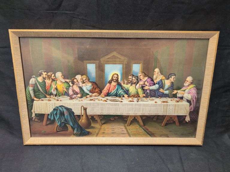 VINTAGE LAST SUPPER PICTURE IN FRAME (13" X 21") - Isabell Auction
