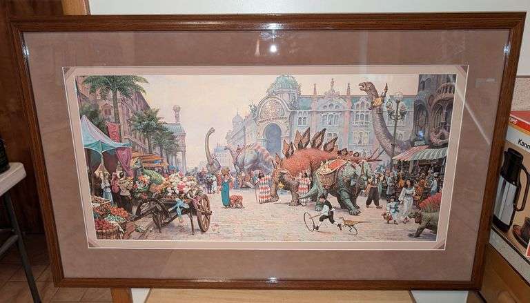 (L) "DINOSAUR BOULEVARD" BY JAMES GURNEY SIGNED DINOTOPIA PRINT IN ...