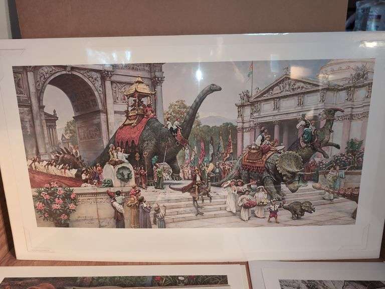 (S) "DINOSAUR PARADE" BY JAMES GURNEY SIGNED DINOTOPIA PRINT (21-1/2" X ...