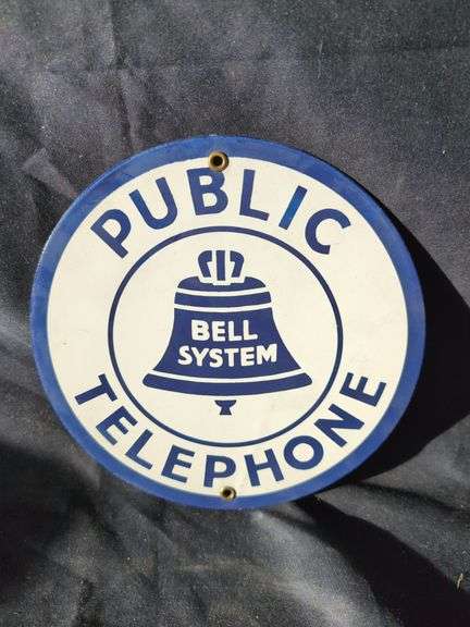 9" PORCELAIN METAL BELL SYSTEM SIGN - Isabell Auction