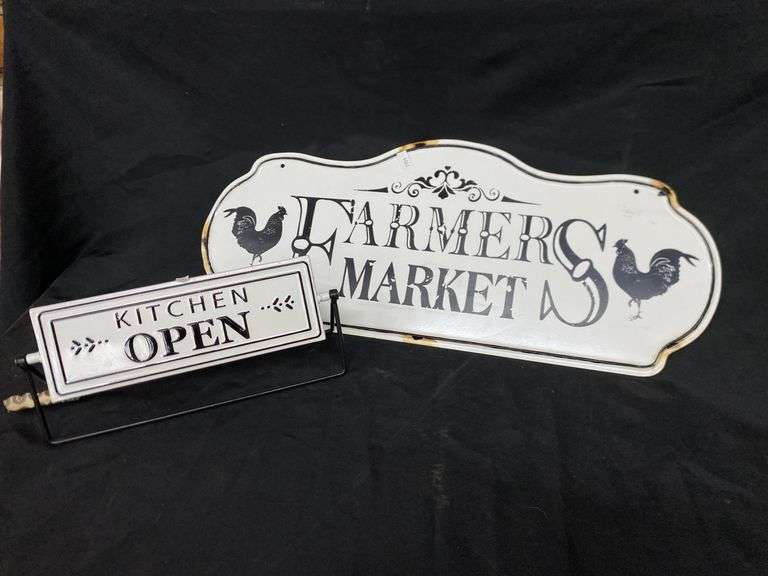 23” x 9” TIN SIGN AND KITCHEN OPEN/CLOSED SIGN - Isabell Auction