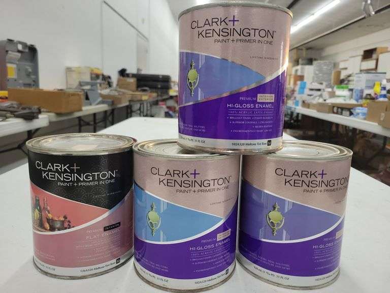 (3) - ONE QUART, CLARK & KENSINGTON PAINT/PRIMER ACRYLIC LATEX HI-GLOSS ...