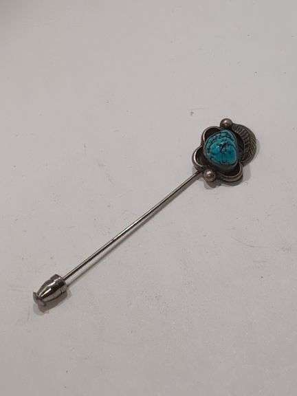 VINTAGE SILVER & TURQUOISE STICK PIN - Isabell Auction