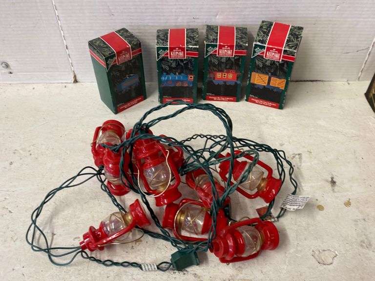 HALLMARK TRAIN ORNAMENTS W/ LANTERN STRING LIGHTS (NEEDS FIXED ...