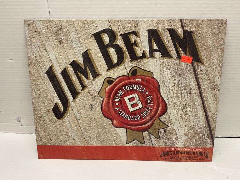 16” x 12 1/2” TIN JIM BEAM SIGN - Isabell Auction