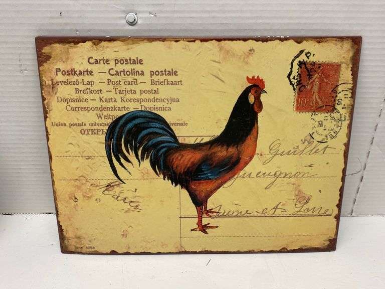 13 1/2” x 10 1/2” METAL ROOSTER SIGN - Isabell Auction