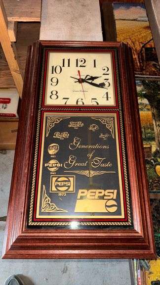 25”T HANOVER QUARTZ PENDULUM PEPSI CLOCK (UNKNOWN ) - Isabell Auction