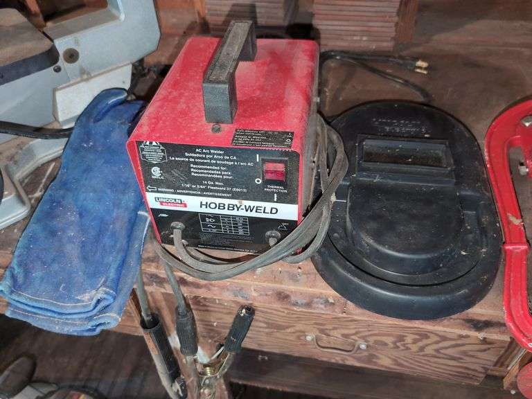 LINCOLN ELECTRIC HOBBY-WELD AC ARC WELDER WITH GLOVES & SHIELD ...