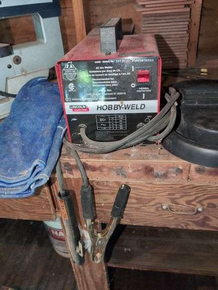 LINCOLN ELECTRIC HOBBY-WELD AC ARC WELDER WITH GLOVES & SHIELD ...